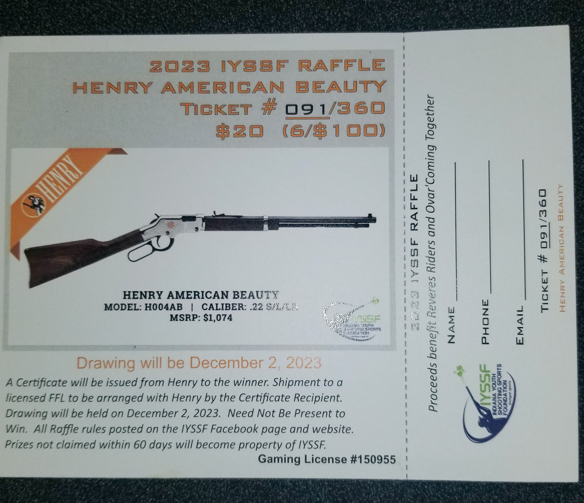Henry “American Beauty” Rifle Raffle | Revere's Riders